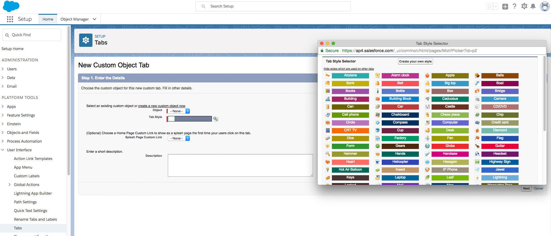 Apps and Tabs in Salesforce