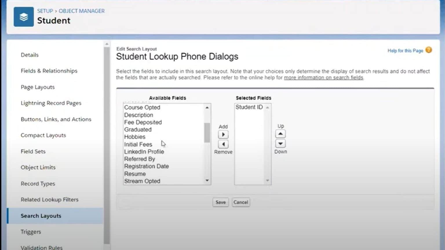 Search Layouts in Salesforce